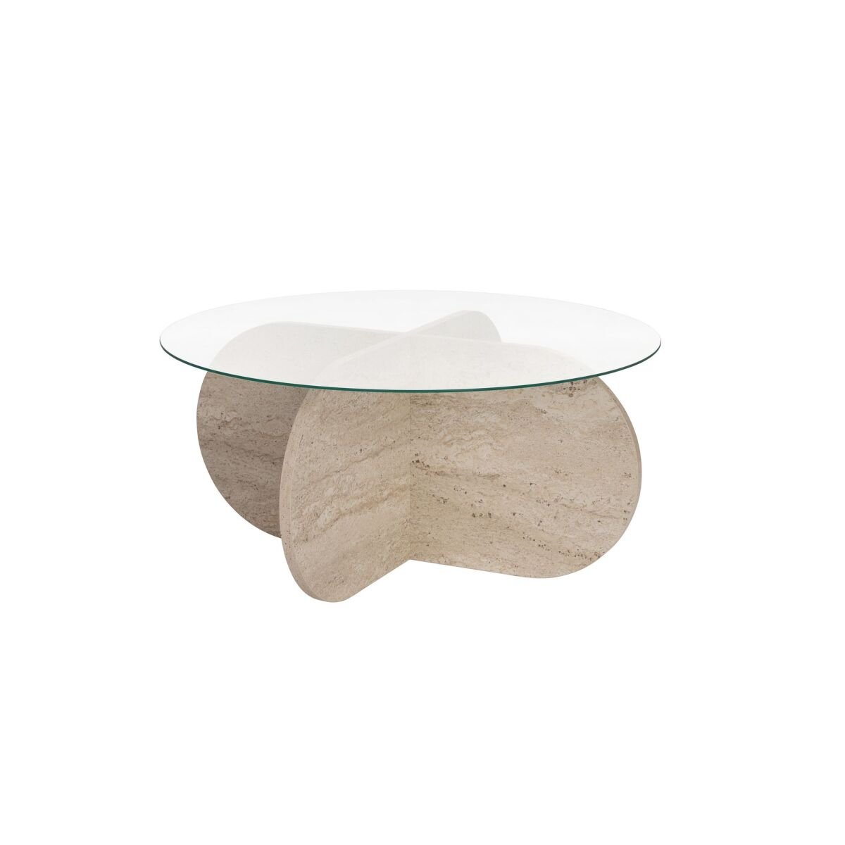 Aeris Coffee Table Travertine & Glass, 75x35cm - LuigeMööbel